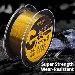 RIKIMARU Monofilament Fishing Line (Fluo-Yellow, 3LB-660Yds)