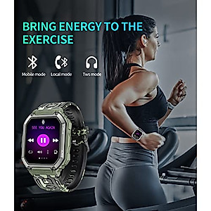 Military Smart Watch (Double Strap), 1.8'' Smart Watches for Men With Bluetooth Call (Answer/Dial Calls), Mens Tactical Smartwatch for Android iPhone, 5ATM Waterproof Watch, 107 Modes Fitness Tracker