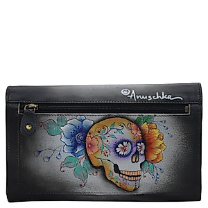 Anuschka Hand-Painted Genuine Leather Women's Three Fold Clutch - Butterfly Heaven