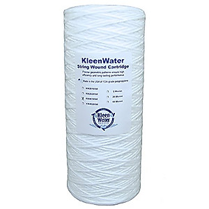 KleenWater String Wound Water Filter Cartridges, Made in the USA, 4.5 x 10 Inch, 50 Micron, Compatible with AP814 and AP801 Aqua-Pure, Pack of 3 Filters with O-Ring