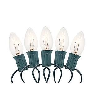 Creative Hobbies 3228x25-7 Watt, C7 Night Light, 40 Lumens, Long Life, Clear, E12 Candelabra Base, C7 Replacement Bulbs, Incandescent Light Bulb | 25 Pack