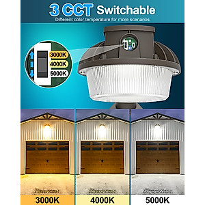 AKK LED Barn Light with Timed Dimming, 80W/60W/40W Selectable, 3000K/4000K/5000K Tunable, 12000LM Dusk to Dawn LED Outdoor Light with Photocell, Waterproof Security Lights, Flood Lights for Barn,Yard