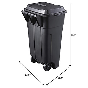 Rubbermaid Roughneck Heavy-Duty Wheeled Trash Can with Lid, 34-Gallon, Black, for Outdoor Use