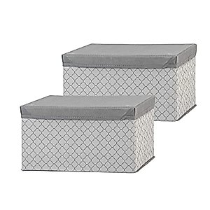 ShanSon Fabric Storage Bins 2 Pack One Click Installation Storage Cubes with Lids Foldable Storage Baskets with Cover for Home Bedroom Kids Room Closet Office Nursery and Toys Organization Grey