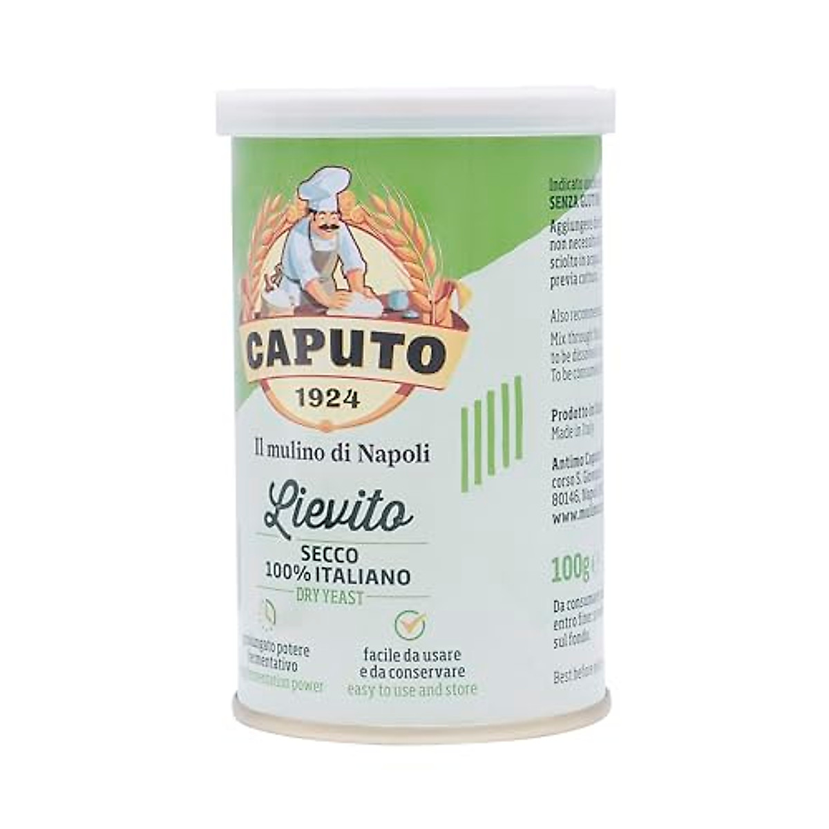 Antimo Caputo Lievito Active Dry Yeast 3.5 Ounce Can - Made in Italy - Perfect with 00 Flour