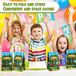 12 Packs Reptile Lizard Snake Party Favor Bags with Handles Turtle Reptile Lizard Snake Birthday Party Supplies Gift Treat Goody Bags for Camping Reptile Party Decorations