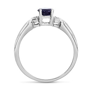 Direct-Jewelry 10k White Gold Oval Sapphire And Diamond Ring (Size 7)