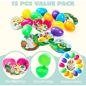 JOYIN 12 Pcs Easter Eggs Jigsaw Puzzle for Egg Hunt Game, School Activities Rewards, Kids Party Favors, Easter Basket Stuffers Fillers, Classroom Prize Supplies
