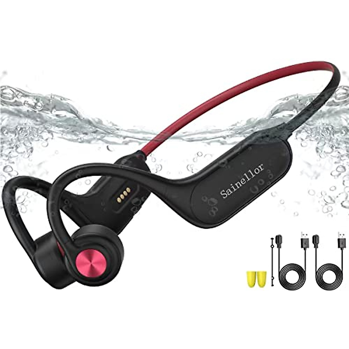 Sainellor Bone Conduction Headphones,Bluetooth Wireless Open-Ear Headphones,IP68 Waterproof Sport Headphones Built-in Mic with Night Light for Workout, Running, Gym, Hiking, Cycling
