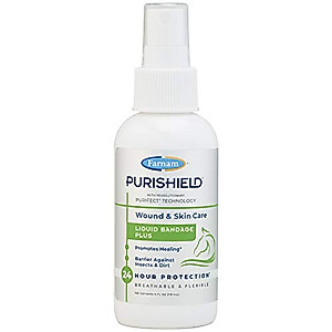 Farnam Purishield Horse Wound Care Liquid Bandage Plus, Sprayable, Promotes Healing for Horses, Dogs, Cats, Livestock, 4 Oz.