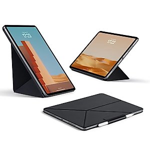PITAKA iPad Pro 12.9 Case, Compatible with iPad Air 13 Inch (M2) & iPad Pro 12.9 (3-6th Gen) 2022/2021/2020/2018, Lightweight Portrait/Landscape Magnetic Case with 4 Standing Angles - Black