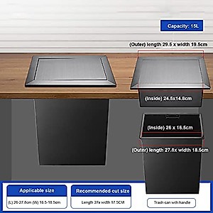 CapriTech Built-in Countertop Trash Bin Lid and Waste Chute Lid - 304 Stainless Steel Balance Flap Cover, Black Trash Grommet Swing Trash Can Lid