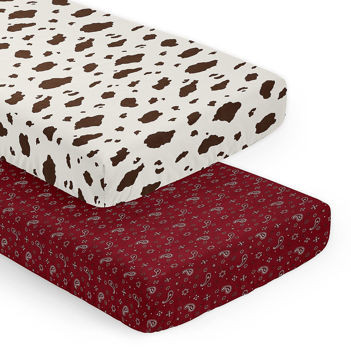 Sweet Jojo Designs Western Cow and Bandana Print Boy Girl Baby Fitted Crib Sheet Set Nursery Soft Infant Newborn Standard Mattress Toddler Bed Gender Neutral Southern Cowboy Country Wild West Animal