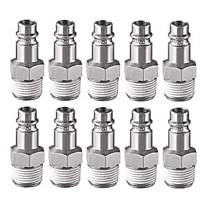 Prevost ERP 076251 (10 Pack) 1/4” Thread Male NPT 3/8” Body Size High Flow Safety Air Plug