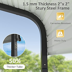 MUPATER Outdoor Carport, 20' x 20' Heavy Duty Canopy for Garage, Car Garage Shelter with Metal Roof and Frame for Car, White