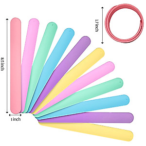 VINYL FROG 12 Pcs Rainbow Silicone Slap Bracelets, 6 Colors Slap Bracelet Wristbands Soft and Safe for School Party DIY Painting Favors Craft Project, 8.5 Inch x 1 Inch