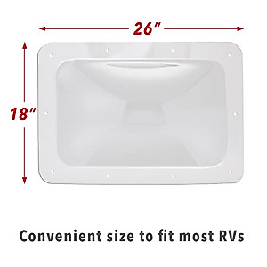 Hike Crew RV Skylight | Universal Skylight Window Replacement Cover for Exterior Camper Roof | Durable Polycarbonate Dome, Weather, UV & Impact Resistant | 18” x 26” Fits Most RV Openings, Clear
