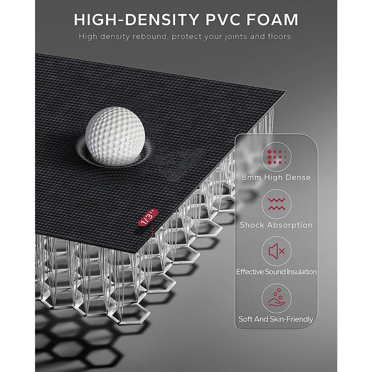 HAPBEAR Extra Large Exercise Mat-9'x6'x8mm(1/3 inch), Non-Slip, Ultra Durable, Thick Workout Mats for Home Gym Flooring Cardio, Yoga Mats for Fitness, High-Density Exercise Mat, Shoes-Friendly