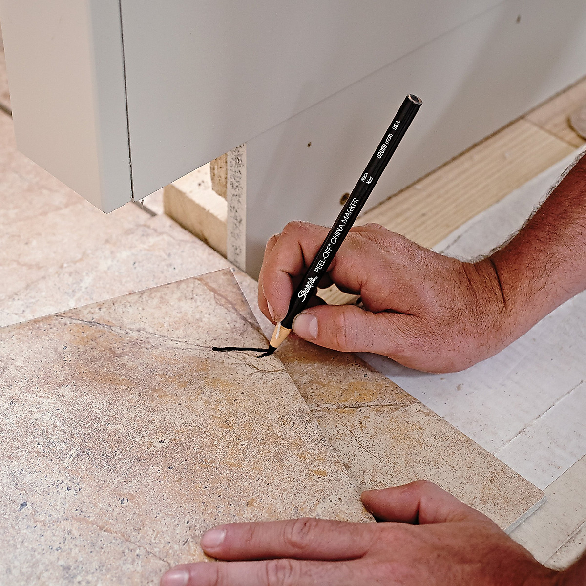 SHARPIE Peel-Off China Marker Grease Pencils, Black, Box of 12