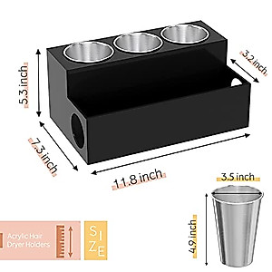 NoceBy Acrylic Hair Dryer Organizer, Black Hair Dryer Hair Styling Tools and Accessories Holder, Bathroom Storage Makeup Vanity Bathroom Organizer Countertop