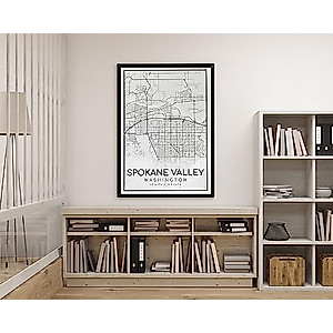 MG Global Minimalist Map Poster of Spokane Valley Washington USA WA Road City | 11x17 12x18 16x24 24x36 Unframed Traveler Wall Art | Modern Hometown City Artwork Print | Home Office Decor for Gift