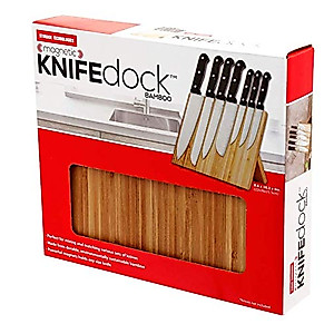 Bamboo Magnetic KNIFEdock - The kitchen Magnetic KNIFEdock has revolutionized storing and displaying your knifes both elegantly, and safely. This KNIFEdock keeps your cutlery close at hand.