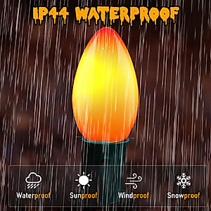 C7 LED Night Light Bulbs, Halloween LED Orange Replacement Bulbs for Outdoor String Lights & Window Candles Chandeliers, E12 Candelabra Base, 0.6 Watt Equivalent to 7 Watt Incandescent Bulb, 25 Pack