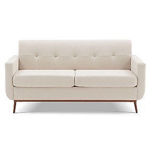 Weture 65" Loveseat Sofa, Mid Century Modern Love Seat Couches for Living Room, Comfy Button Tufted Upholstered Sofa Couch for Bedroom, Solid & Easy to Install Small Couch for Small Spaces, Beige