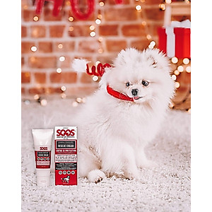 Soos Pet Rescue Cream Natural Dead Sea Minerals Fast Absorbing Reduce Pain Treatment of Injuries Cuts Rashes Sores Wounds Damaged Skin for Dog and Cat - 1x Pets Rescue Cream (50ml)
