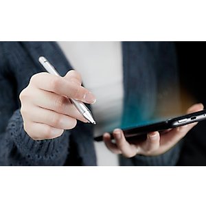BoxWave Stylus Pen Compatible with Dell Latitude 7320 2-in-1 - AccuPoint Active Stylus, Electronic Stylus with Ultra Fine Tip for Dell Latitude 7320 2-in-1 - Metallic Silver