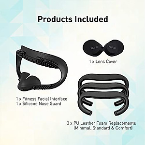 VR Cover Fitness Facial Interface Bracket & Foam Comfort Replacement with Lens Protector Cover for Oculus/Meta Quest 2 (Dark Grey & Black + Comfort Foam)