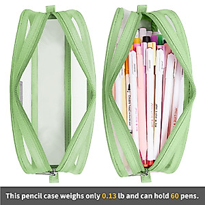 KALIDI Grid Mesh Pencil Case Large Capacity Pencil Case Big Pencil Pouch With Zipper Simple Stationery Bag Aesthetic Pen Bag for School Teen Girl Boy Multi-Purpose bag for office Men Women