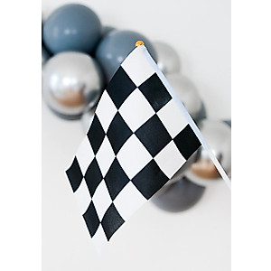 Piokio 20 Pack 8"x5.5" Black and White Checkered Racing Stick Flag、Racing Hand Held Stick Flags, for Nascar Race Party Supplies