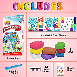 Creative Kids Air Dry Clay Ferris Wheel Kit - Easy Modeling 7+ Clay Characters- Includes 8 Clay Colors, Art Supplies and Sculpting Tool- Arts & Crafts Birthday Gift for Boys and Girls 6+ Years Old