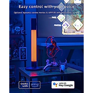 Howdot Smart Table Lamp, 600LM Dimmable Reading Lamp with Induction Switch, Adjustable RGB Lamp with Music Sync, APP Control, Works with Alexa Google, Ambient Lighting for Gaming, Living, Bed Room