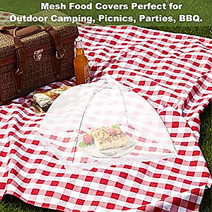 7 Pack Food Covers for Outside, Mesh Food Cover pop-up food tent, 1 Large (40"X24") & 6 Standard (17"X17") Plate Serving Tents, Collapsible Fine Net Screen Umbrella for Outdoor, Picnics, BBQ, Parties