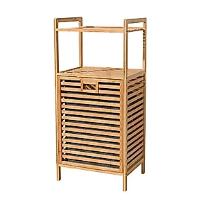 Bamboo Tilt-Out Laundry Hamper Cabinet, Bathroom Storage Cabinet with Basket, Shelves and Handles for Clothes, Bedroom, Bathroom and Closet
