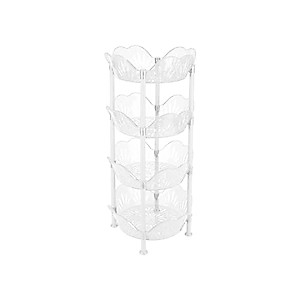 Kitchen Details 4 Tier Large Basket Shelf | Round | Storage & Organizer | Kitchen | Bathroom | Laundry Room | Office | Good for Food and Kitchen Supplies | White