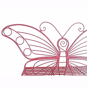 Hi-Line Gift Ltd. Pink Metal Butterfly Bench: Enchanting Outdoor Charm
