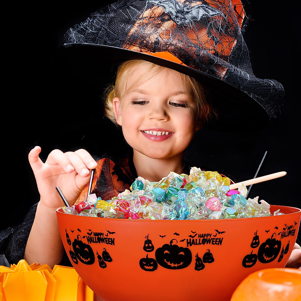 Didaey 3 Pcs Halloween Candy Bowl Halloween Plastic Trick Treat Candy Bowls Halloween Party Supplies Large Halloween Party Plastic Serving Bowl Tableware Halloween Candy Holders (Horrific)