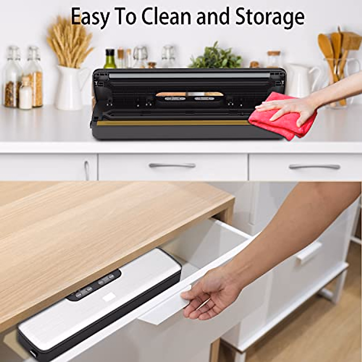 Fully Automatic Food Sealer Dry/Wet Silver Vacuum Sealer with 10 Vacuum Seal Bags and 1 Suction Hose (vacuum sealer)