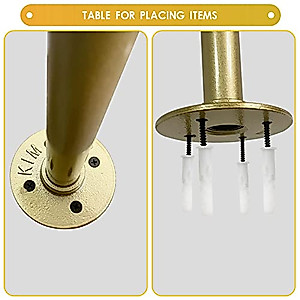 Industrial Pipe Clothing Rack, Golden Pipe Clothes Rack Wall Mounted With 2 Tier Real Wood Shelves Attach To The Wall Sturdy And Stylish Industrial Garment Rack Hold The Clothes Display The Clothes