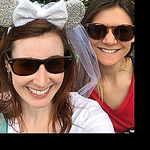 CLGIFT Bride Minnie Ears Headband, White Veil Bride Minnie Ears, Honeymoon Ears, Wedding Ears, Bachelorette Party Ears (Silver & White)