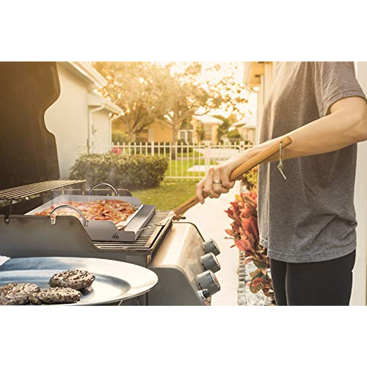 onlyfire Universal Stainless Steel Rectangular Griddle for Gas BBQ Grills, 23" x 16"