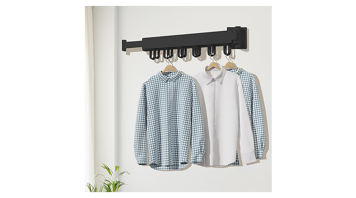 Space-Saving Wall Mount Clothes Drying Rack - Retractable & Collapsible