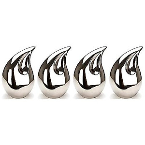 Beautiful Unique Teardrop Small Urns for Human Ashes Adult Male Female Set of 4 Decorative Cremation Keepsakes Mini Funeral Family Sharing Urns for Token Ashes with Velvet Bags Silver 3 Inch Size