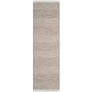 SAFAVIEH Montauk Collection Runner Rug - 2'3" x 6', Ivory & Steel Grey, Handmade Flat Weave Boho Farmhouse Cotton Tassel Fringe, Ideal for High Traffic Areas in Living Room, Bedroom (MTK330M)
