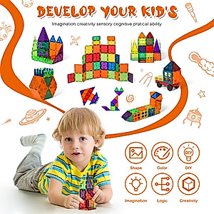 iMissiu 78pcs Magnetic Building Blocks for Kids 3D Educational Construction Tiles Set- Super Durable with Strong Magnets and Superior Color- Learning Construction Toy for Age 3 4 5 6 7 Years Old
