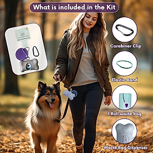 Petmarkable Complete Earth-Conscious Dog Waste Kit: Wheat Straw Waste Bag Dispenser with one corn starch 15-bag waste bag roll, Carabiner, Elastic Band for Secure Leash Attachment, Leak-Proof (Blue)