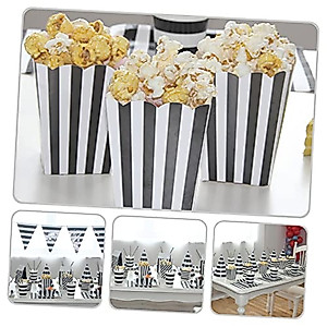 Amosfun 36pcs Popcorn Boxes Popcorn Box Snack Container Decorative Box Cake Container Paper Popcorn Boxes Black and White Stripes Mini Paper Popcorn Containers Party Snack Bucket Hat